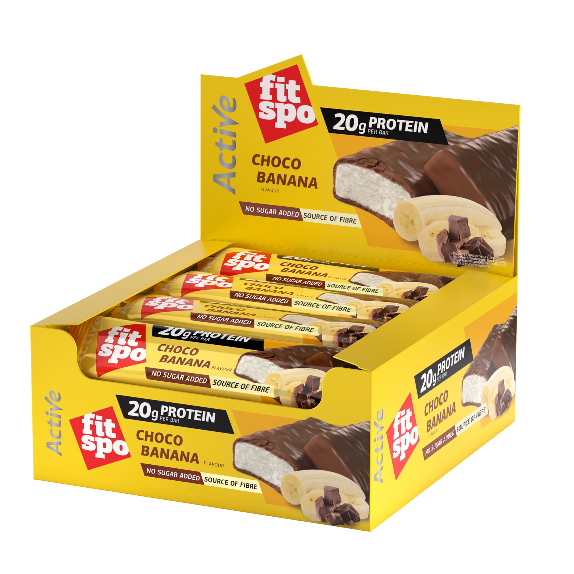 Active Protein Bar 20g protein, Banana with Chocolate, 12x60g – fitspozone