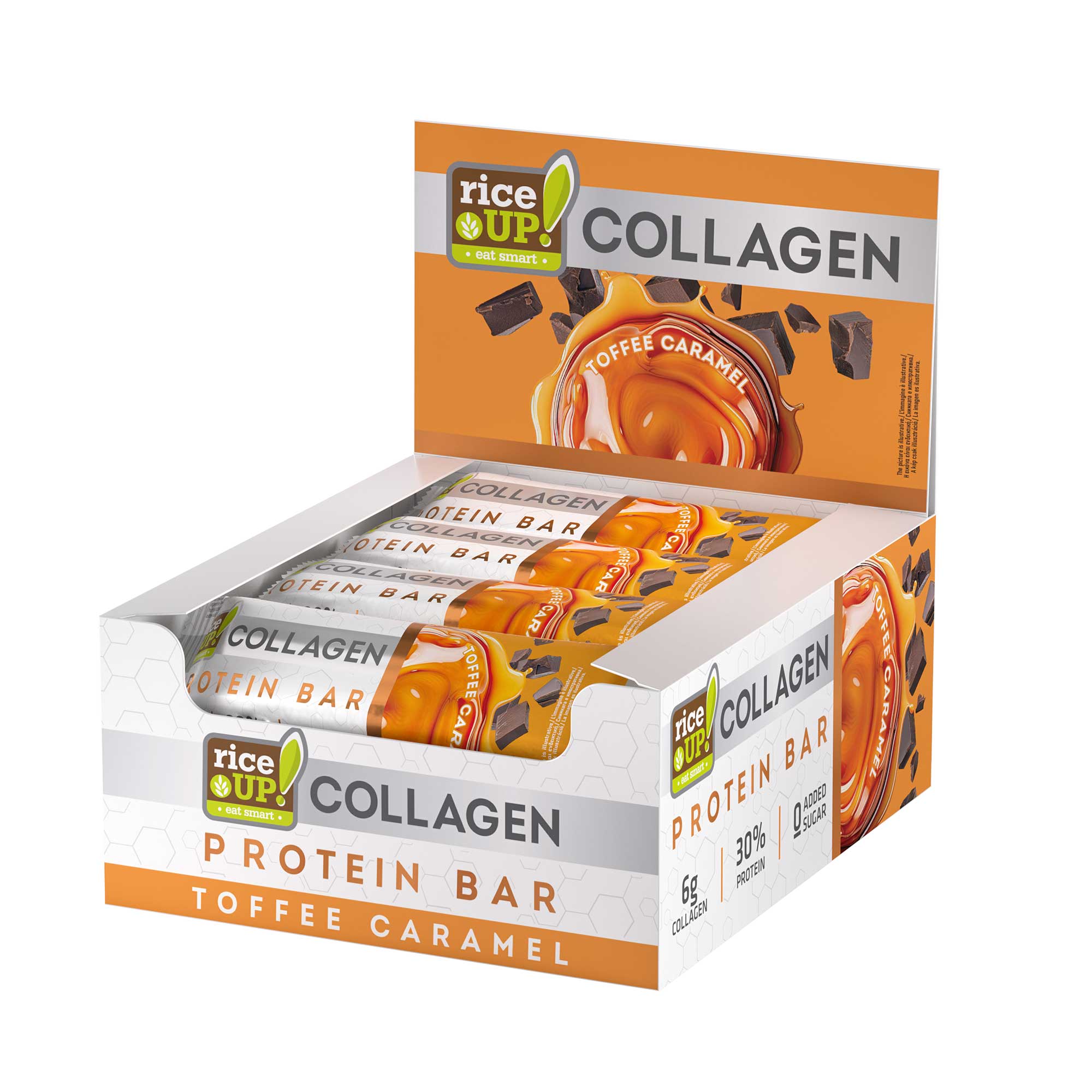 RiceUP! Collagen Protein Bar, Toffee Caramel 12x50g – fitspozone